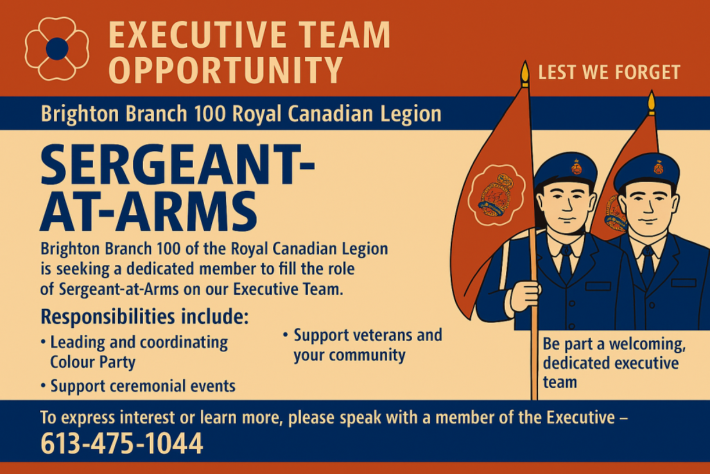 Branch 100 2026 Volunteer Opportunities – Royal Canadian Legion ...